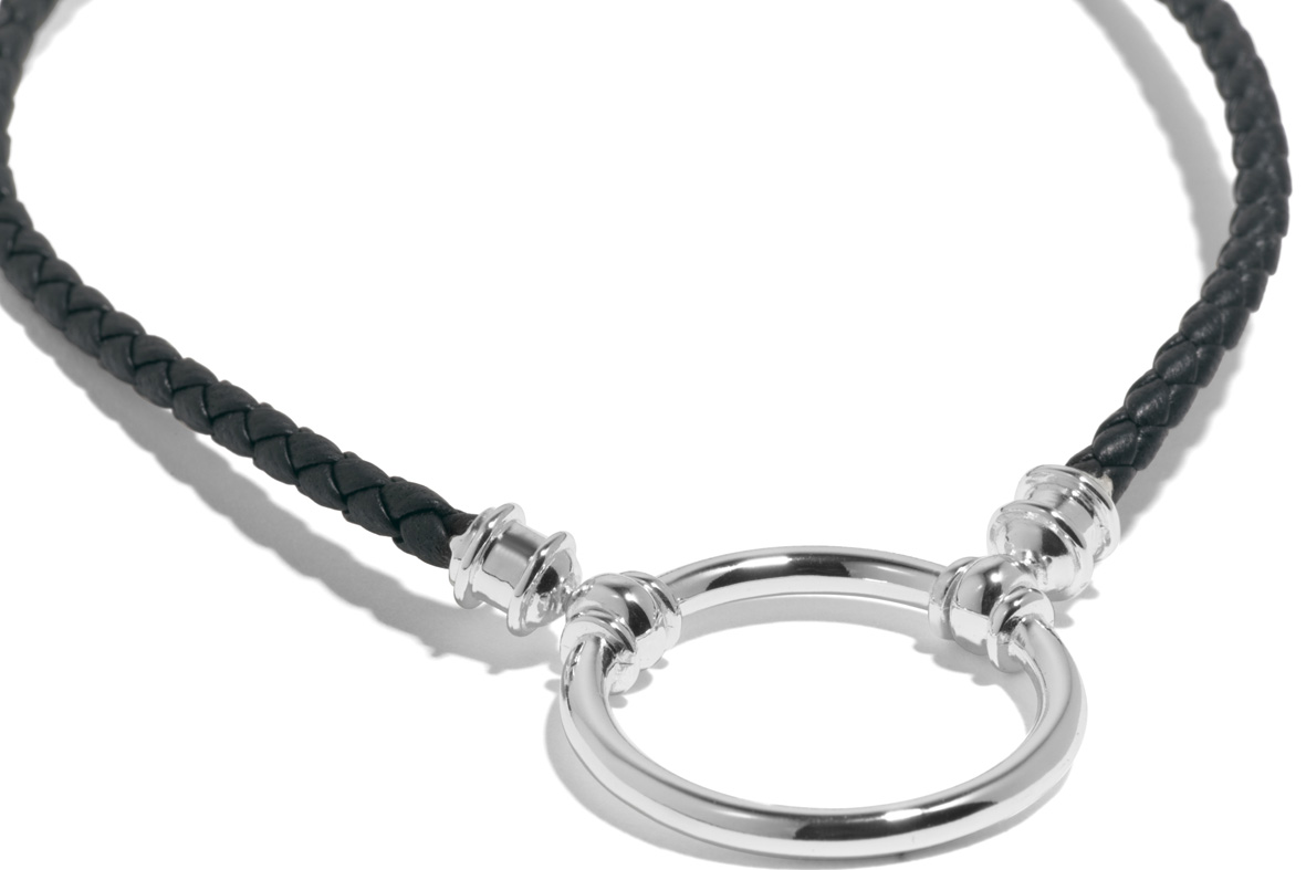 La Loop 972 - Black Braided Italian Leather | silber legiertes Loop